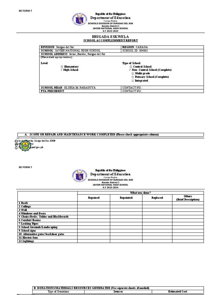 BE-Form-7-SCHOOL-ACCOMPLISHMENT-REPORT | PDF