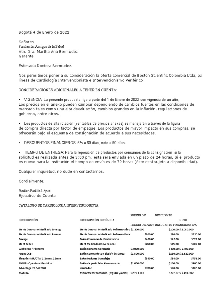 Oferta Comercial Boston Scientific 2022 | PDF | Marcapasos cardíacos ...