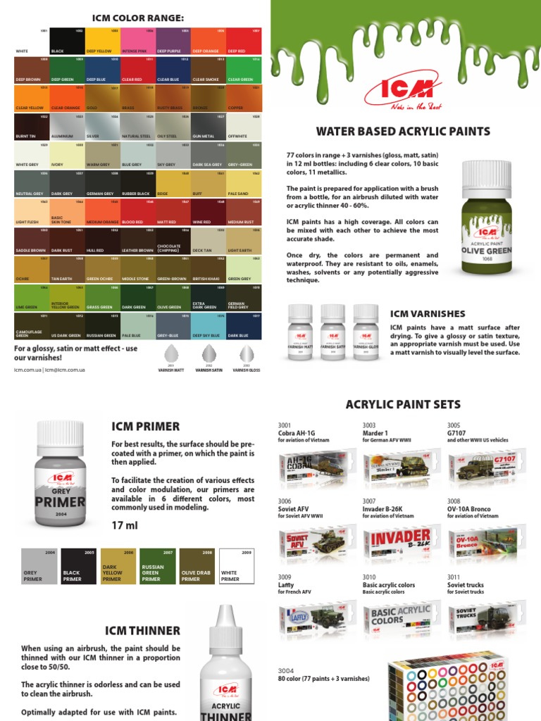 Acrylic Paints Icm | PDF | Grey | Green