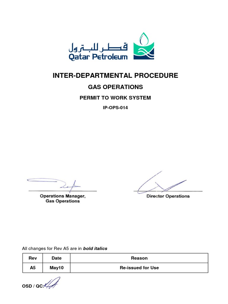 04 IP-OPS-014 - Permit To Work System | Download Free PDF | Hazards ...