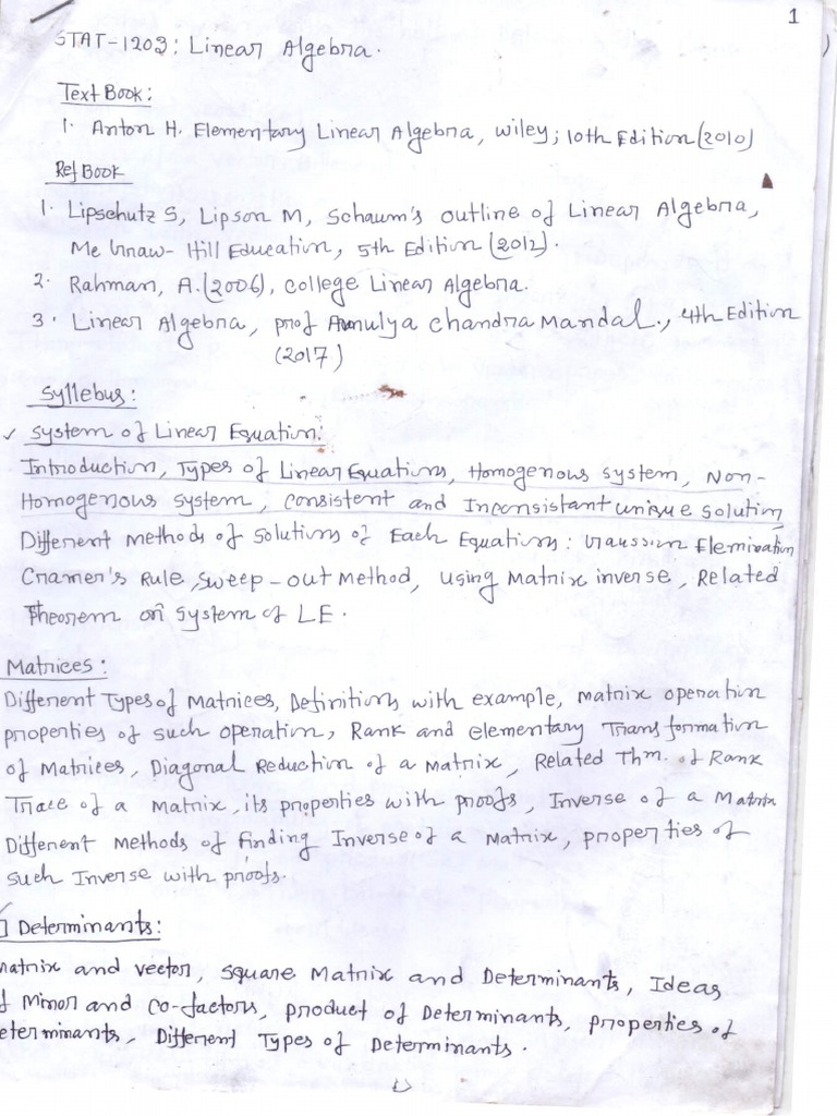 1 System of Linear Equation-1 | PDF