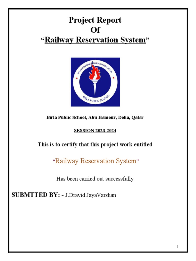 Railway Reservation System Project Report | PDF | Feasibility Study ...