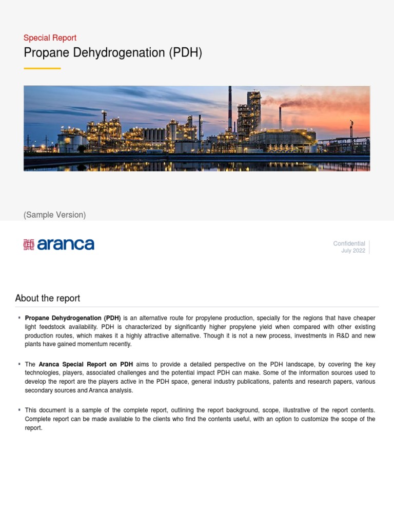 PDH Propylene Production Report | PDF | Cracking (Chemistry) | Chemistry