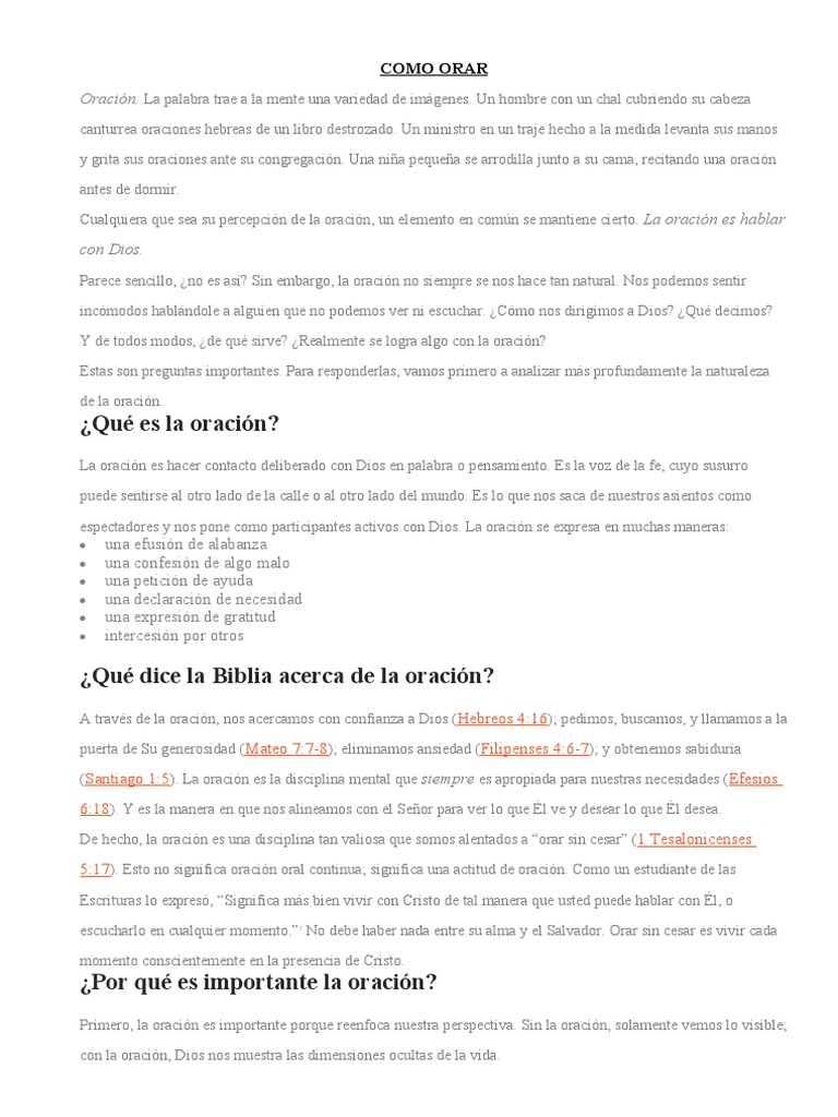 COMO ORAR | PDF | Oración | orador del Señor