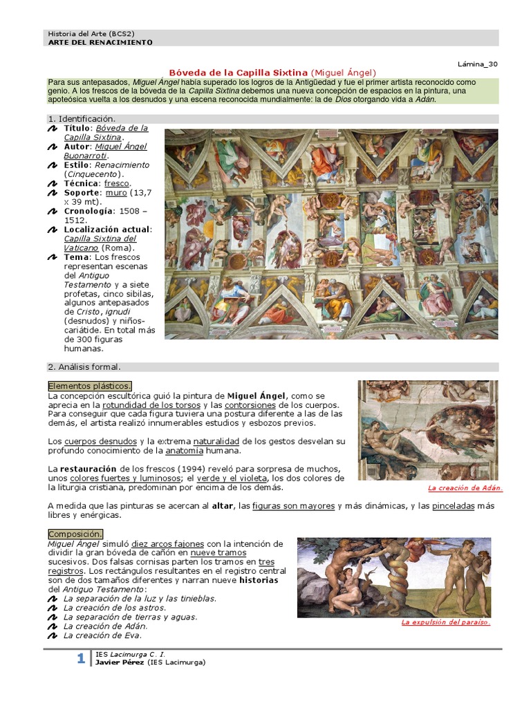 Bóveda de la Capilla Sixtina: Miguel Ángel | PDF | Miguel Ángel