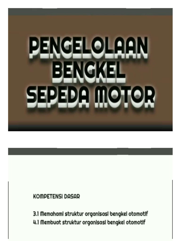Pengelolaan Bengkel Sepeda Motor | PDF