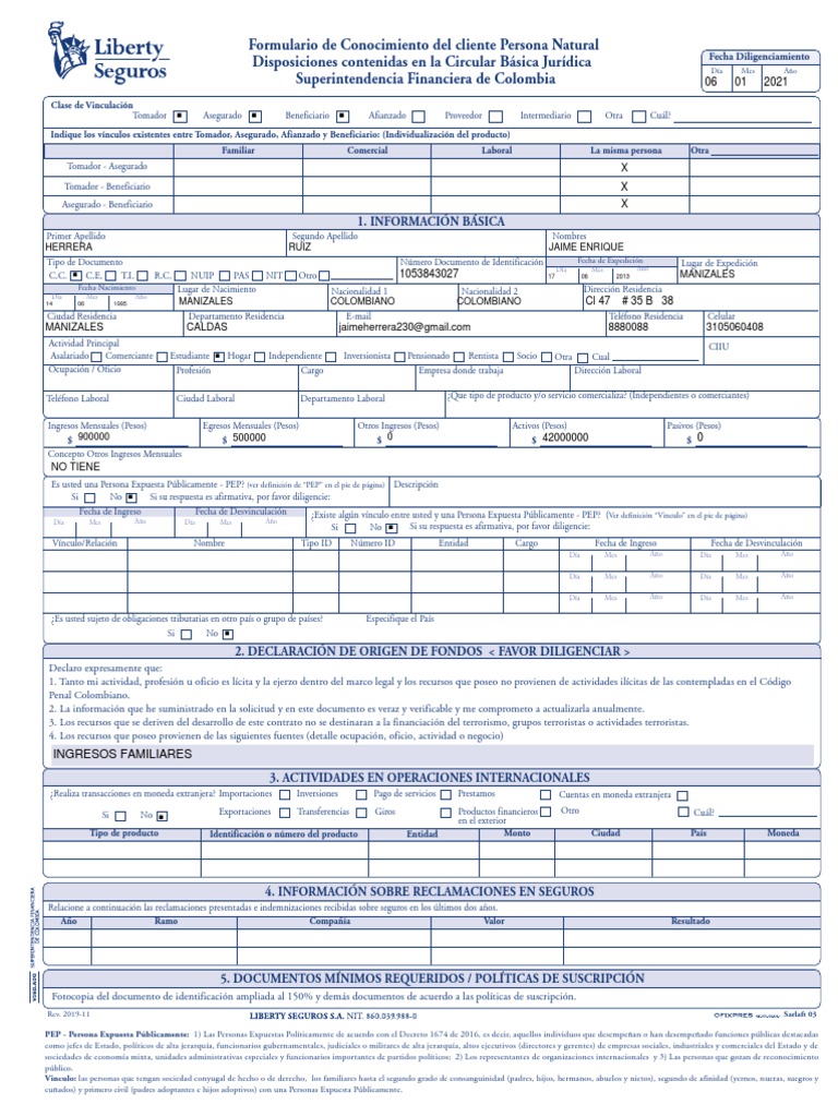 Sarlaft Liberty | Descargar gratis PDF | Seguro | Información