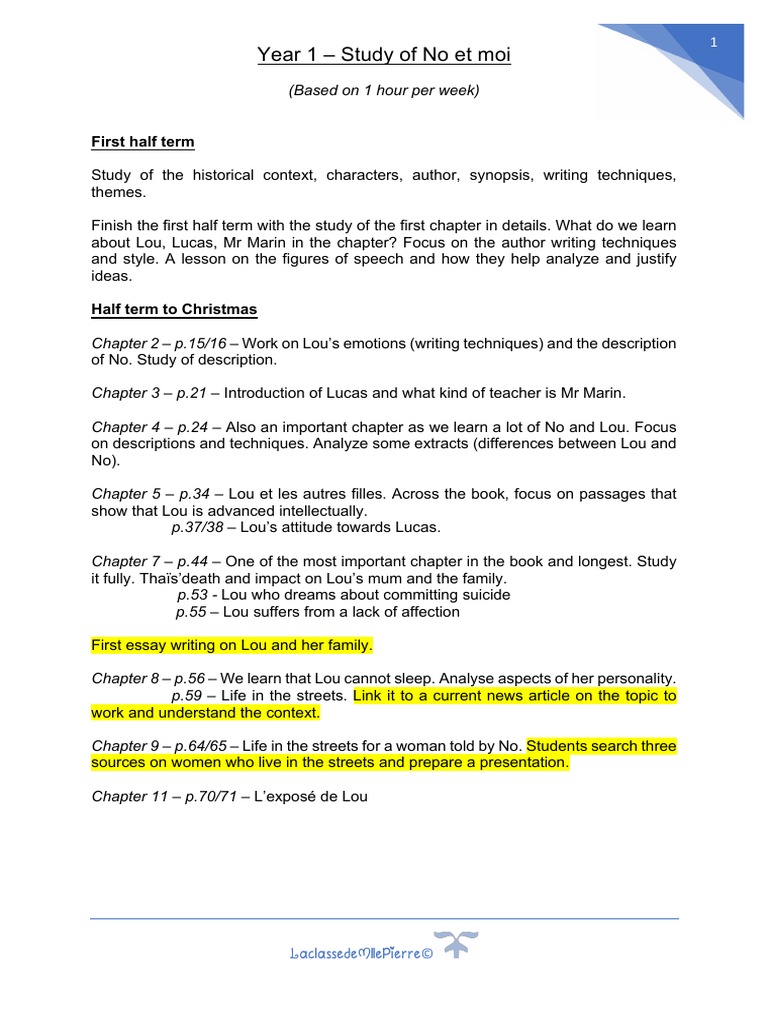 French Lit Study: No et moi | PDF