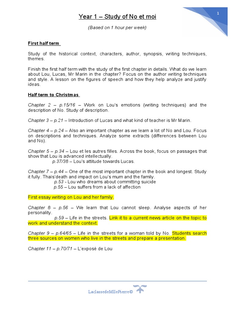 No Et Moi - Study Scheme | PDF