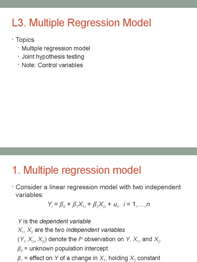 QM 3 Multiple Regression 1 | PDF | Ordinary Least Squares | Coefficient ...