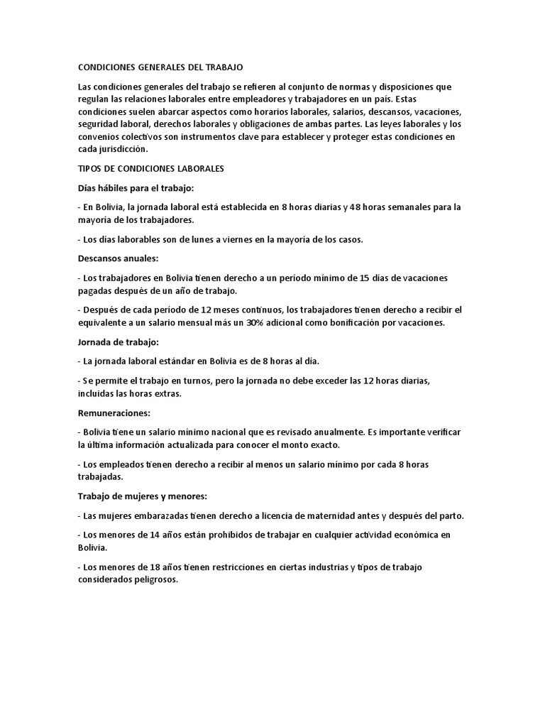Condiciones Laborales | PDF
