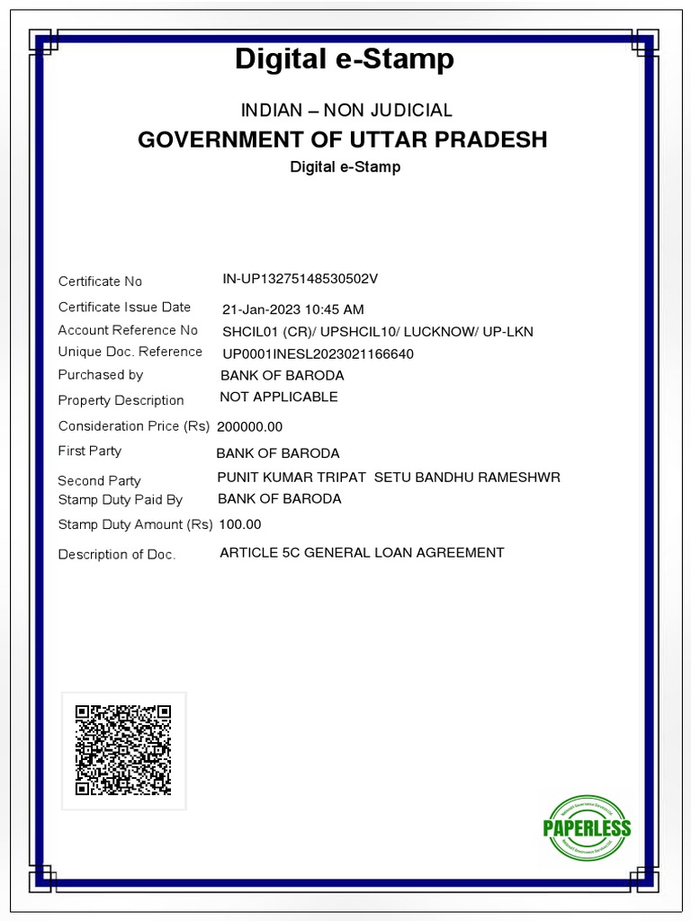 Digital E-Stamp: Government of Uttar Pradesh | PDF | Interest | Loans