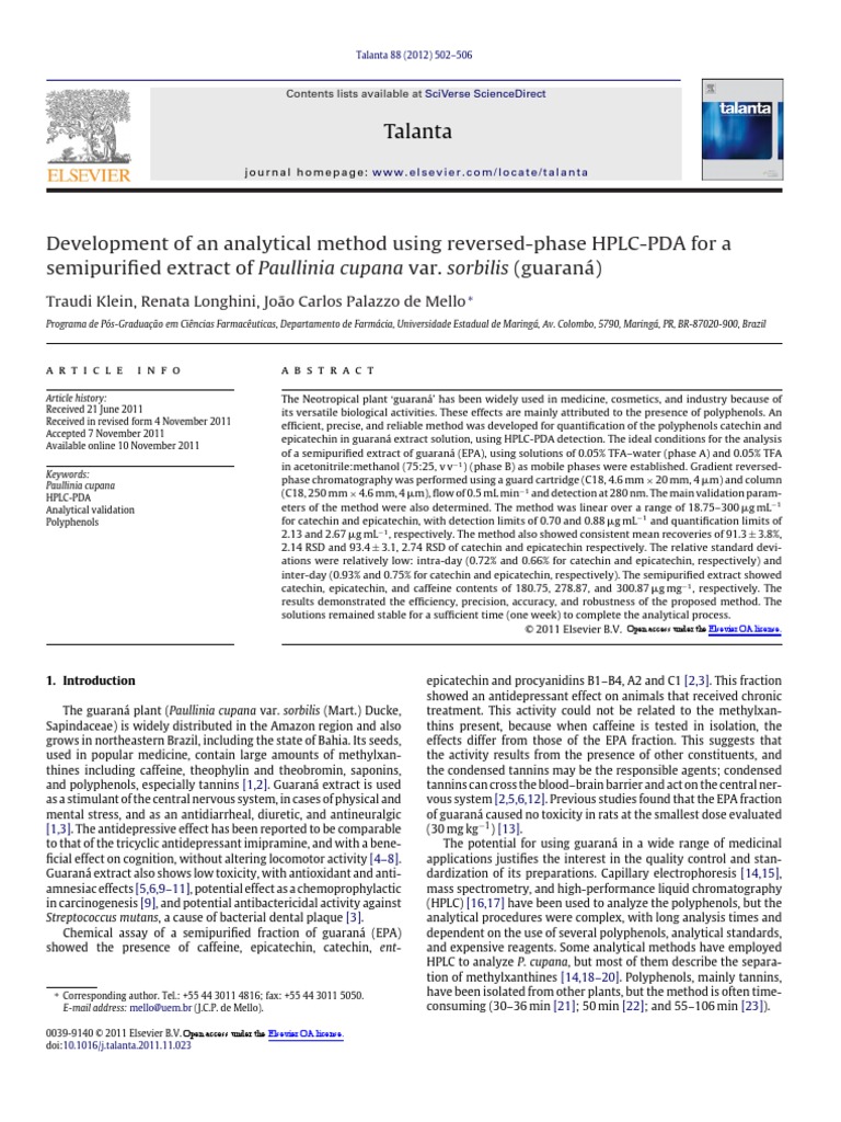 Development of An Analytical Method Using Reversed Phase HPLC PDA F ... Development of An Analytical Method Using Reversed Phase HPLC PDA F ...
