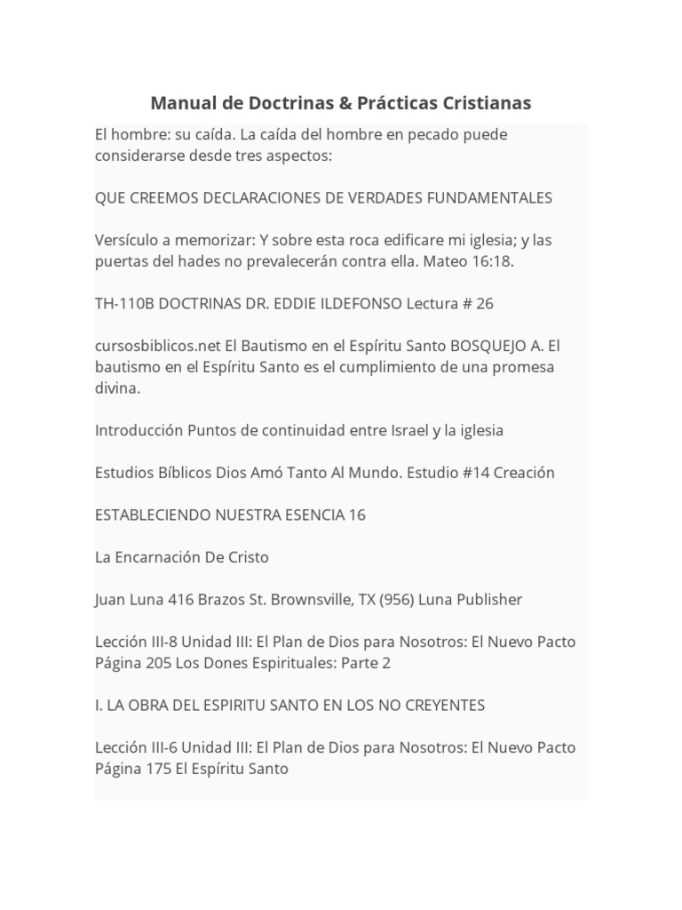 Manual de Doctrinas | PDF | Biblia | Salvación