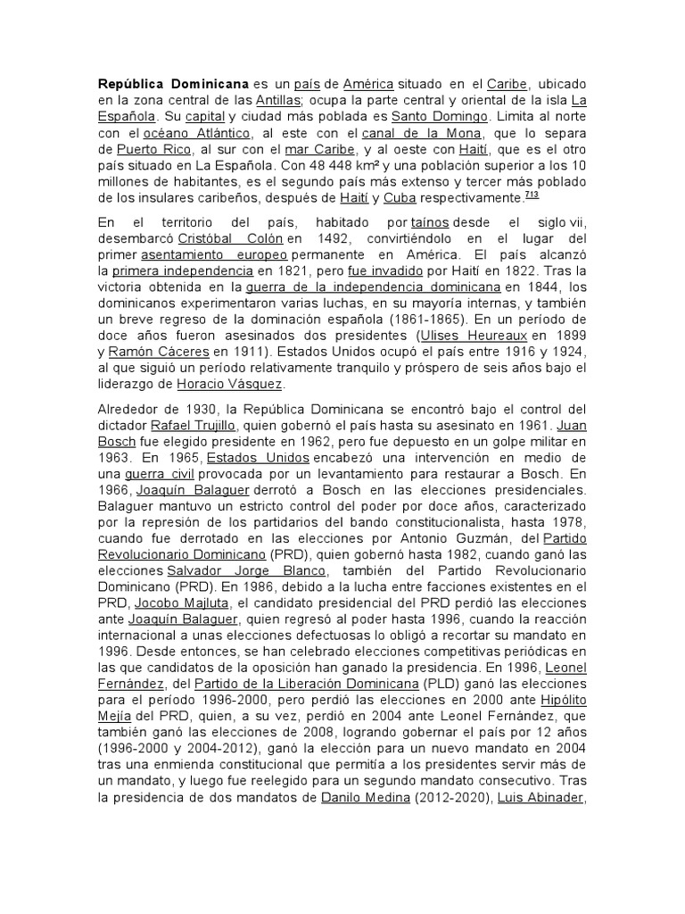 Historia y Economía de República Dominicana | PDF | República Dominicana