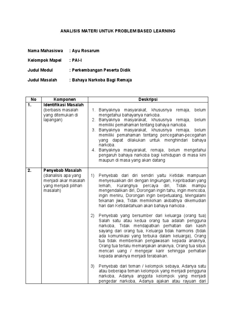 Bahaya Narkoba Bagi Remaja: Analisis dan Solusi | PDF