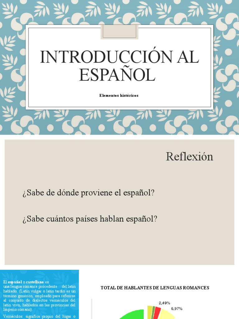 Introducción Al Español. Tema 1 | PDF | Lengua española | latín