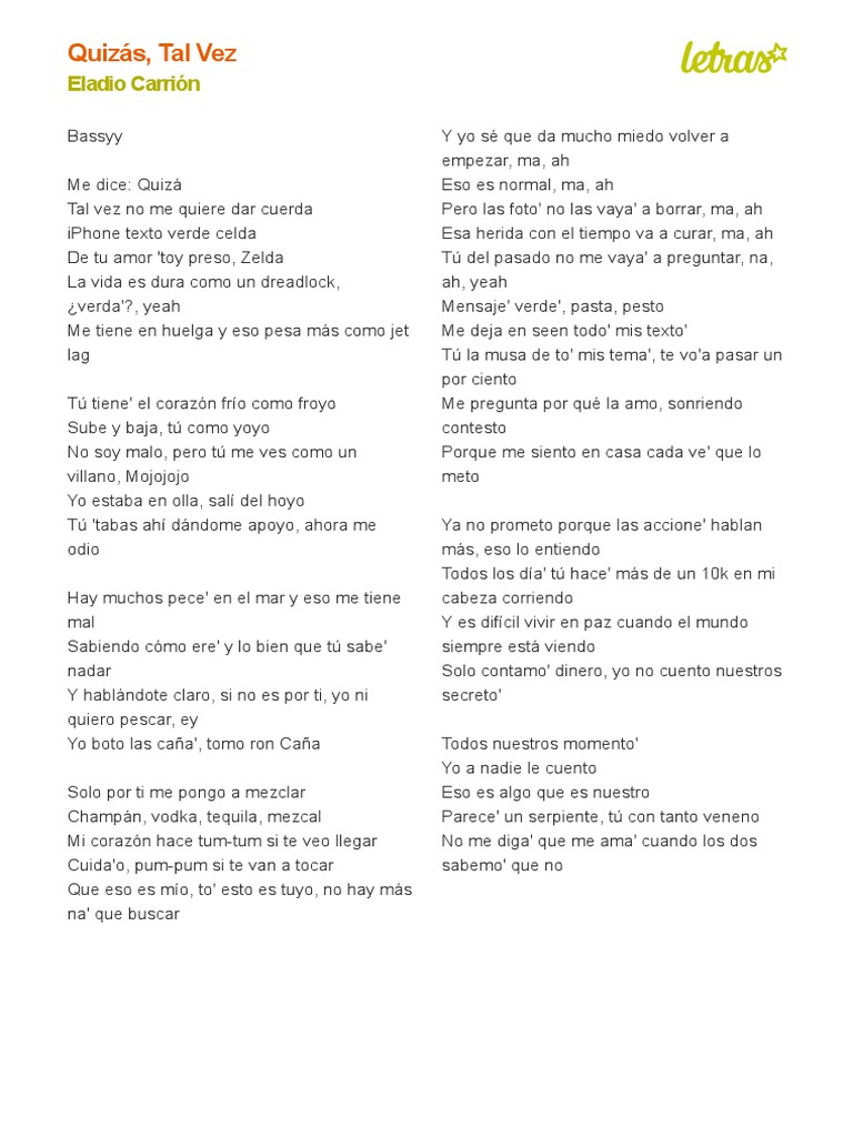 QUIZÁS, TAL VEZ - Eladio Carrión (Print) | PDF