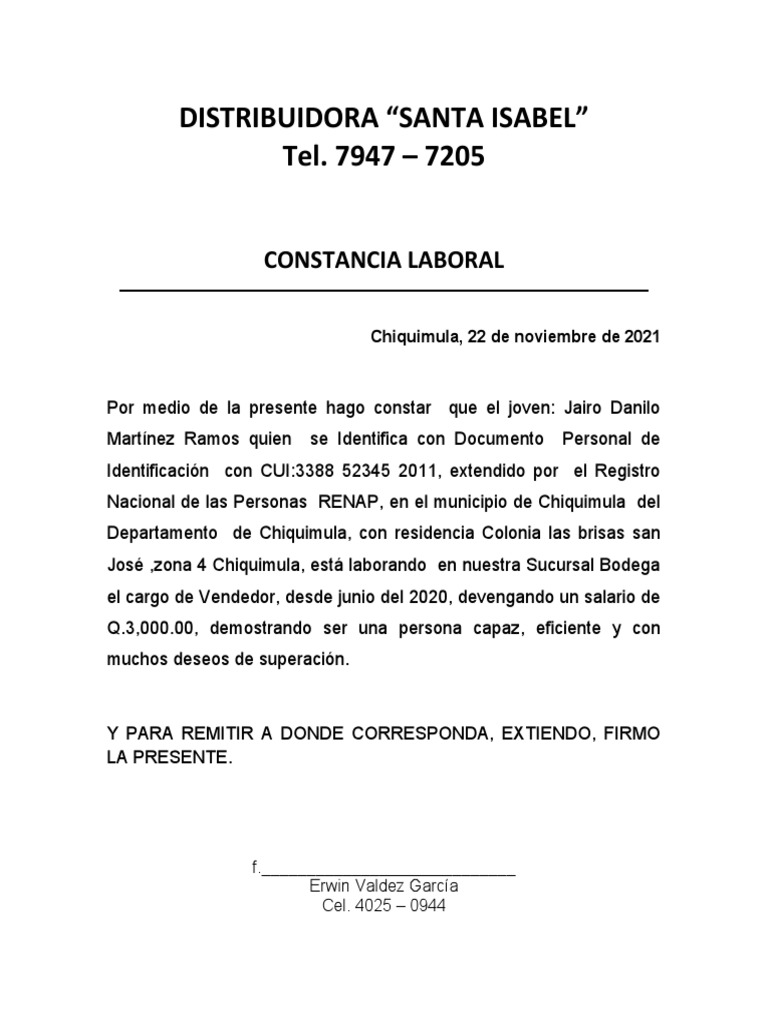 Constancia Laboral | PDF