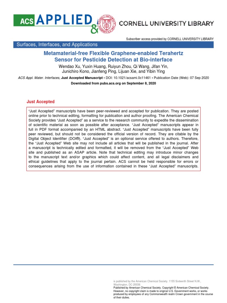 Metamaterial Free Flexible Graphene Enabled Terahertz Sensor For