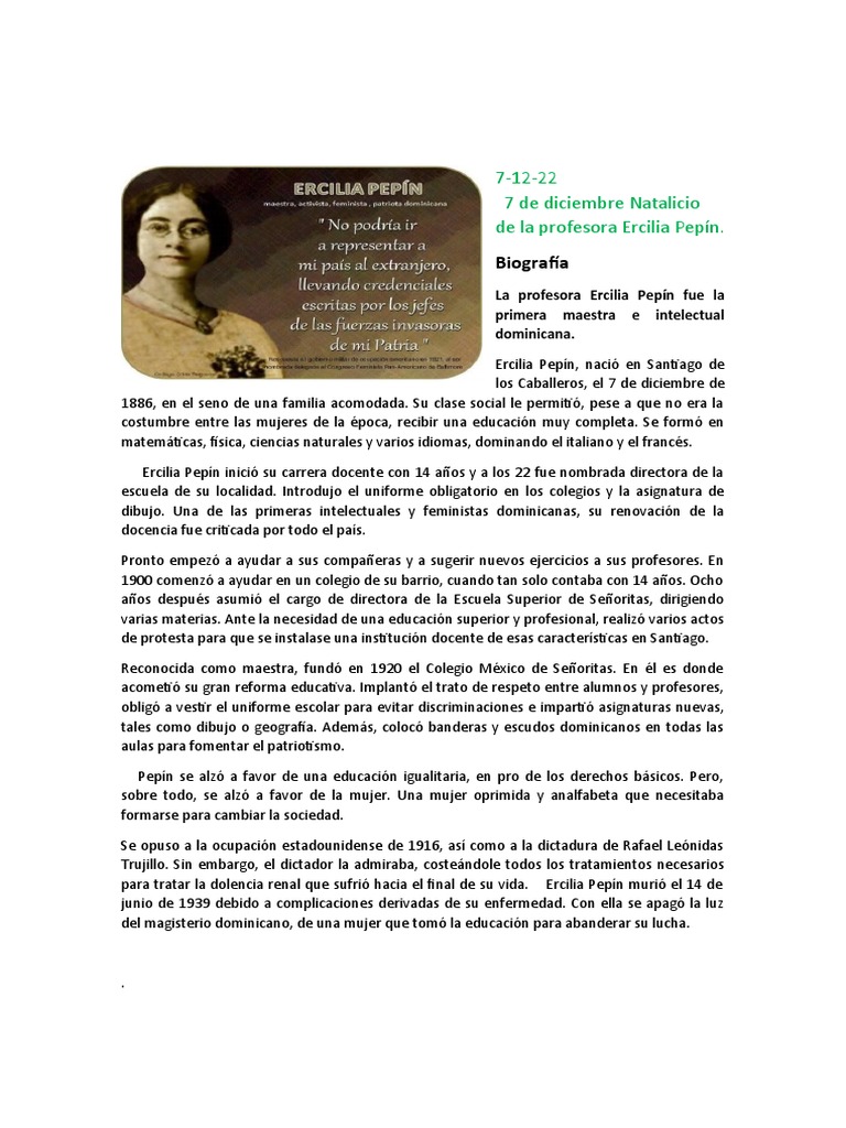 Biografia de Ercilia Pepín | PDF