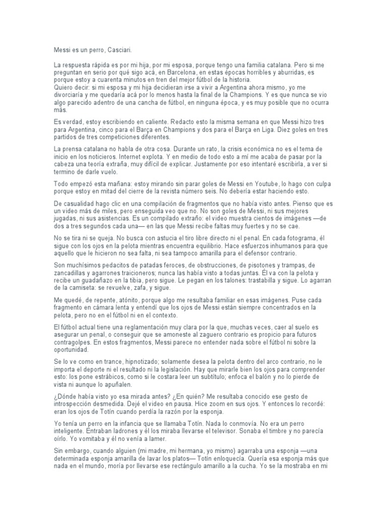 4-Messi Es Un Perro - Hernan Casciari | PDF | Lionel Messi | Asociación ...