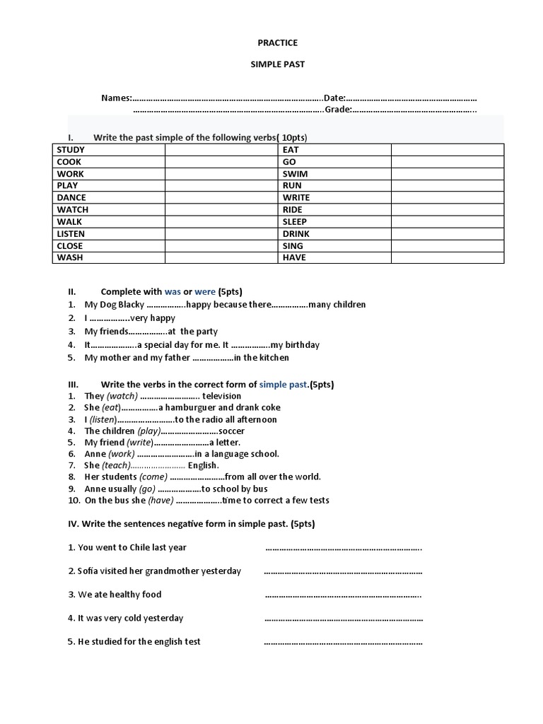 Practice Simple Past | PDF | Language Families | Languages Practice Simple Past | PDF | Language Families | Languages