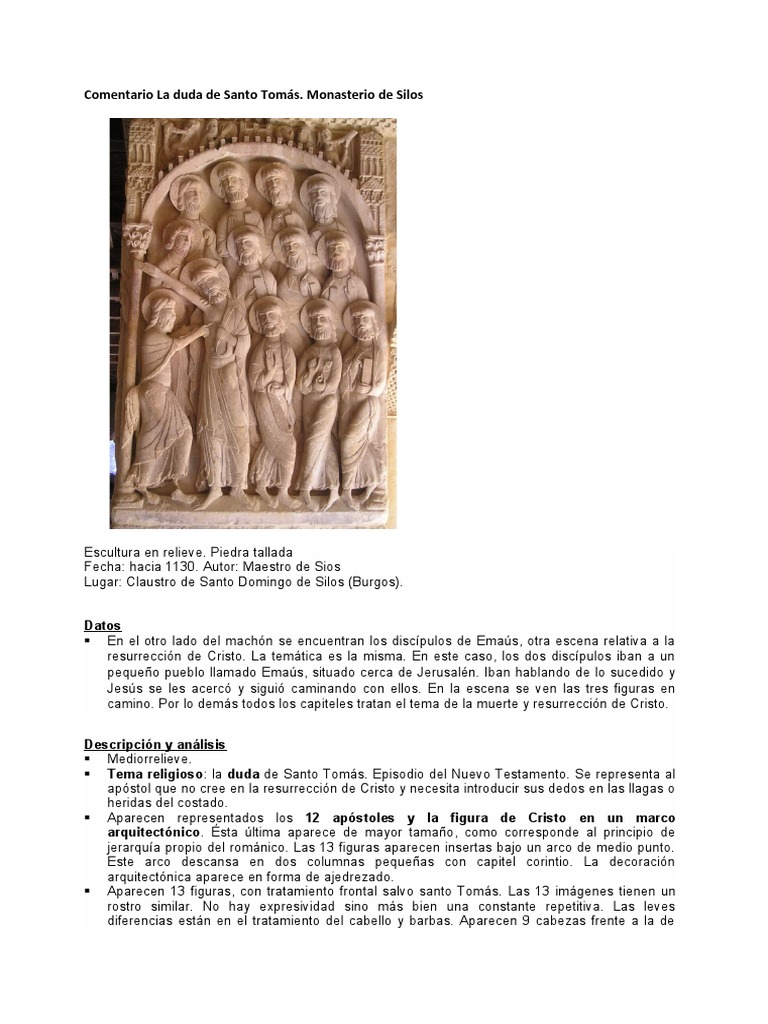 La Duda de Santo Tomás en Silos | PDF | La resurrección de Jesús | Jesús