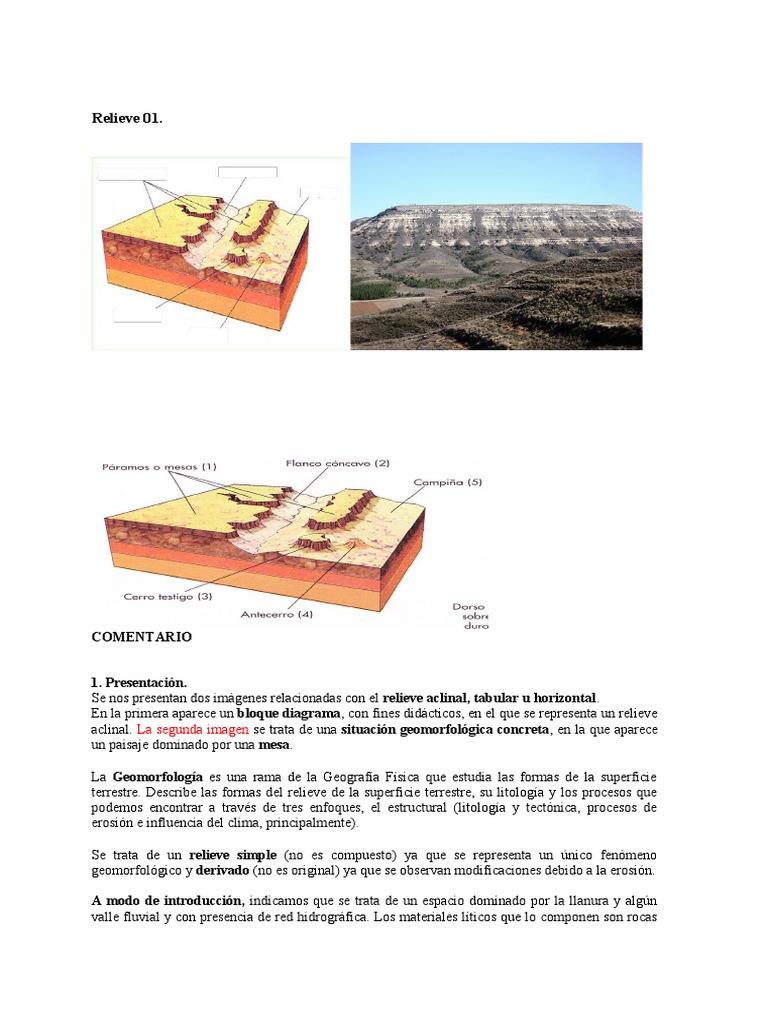 Geomorfología del Relieve Aclinal | PDF | Estrato | Roca (geología)