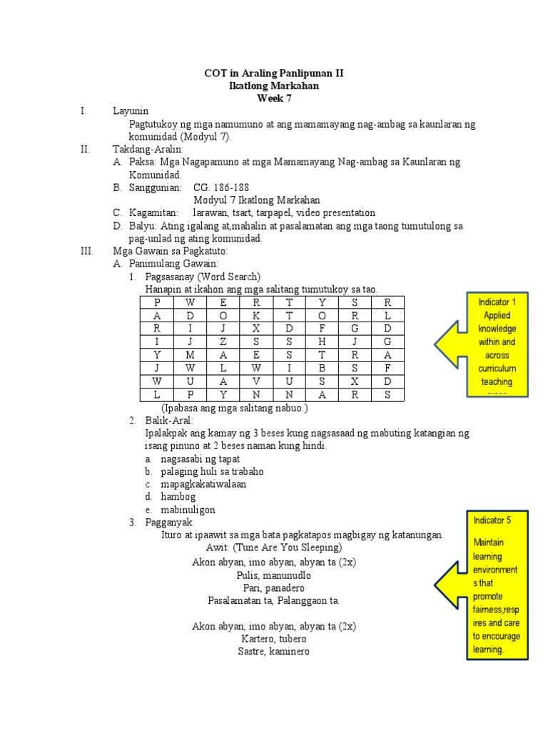 COT in Araling Panlipunan II | PDF