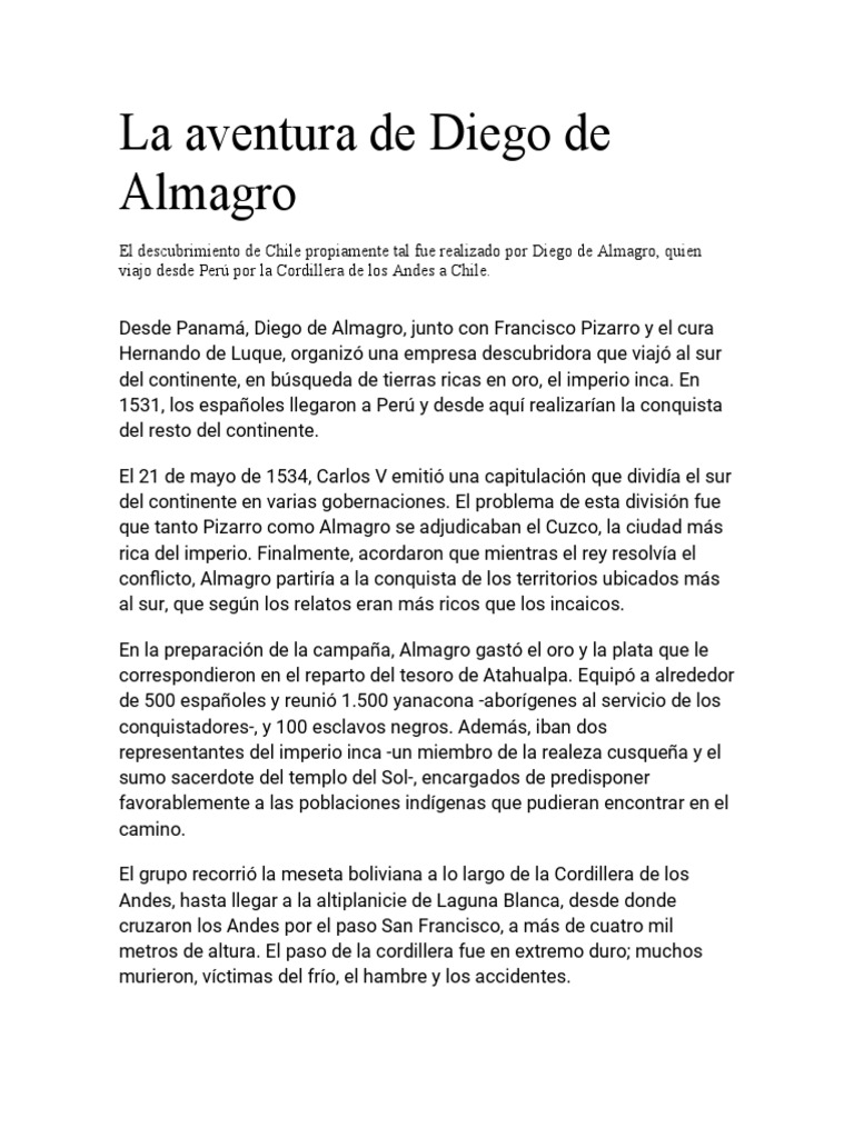 Diego de Almagro | PDF | Francisco Pizarro | América del Sur