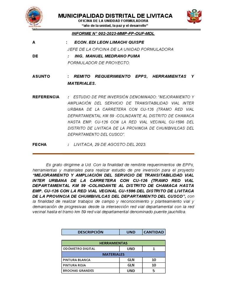 Informe de 003 | PDF | La carretera | Infraestructura vial