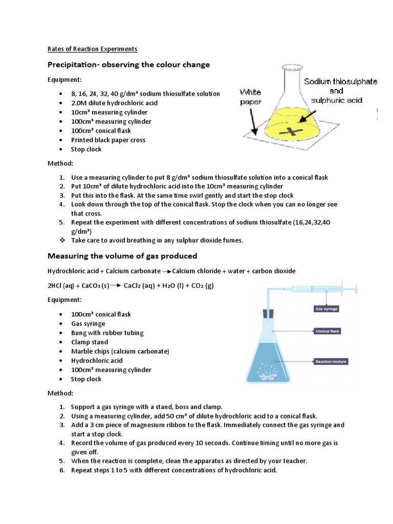 Rates of Reaction Experiments | PDF | Ammonium | Hydrochloric Acid