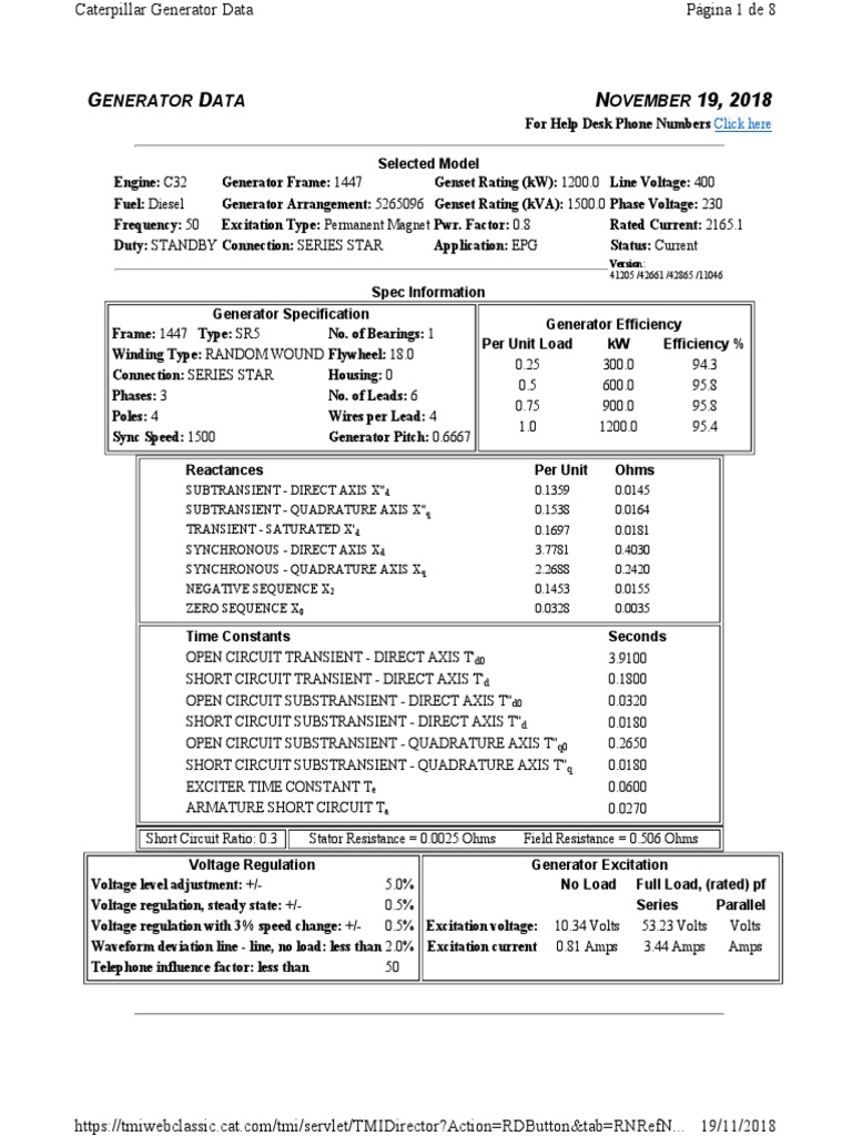 Generator Data | PDF | Electric Generator | Power (Physics)