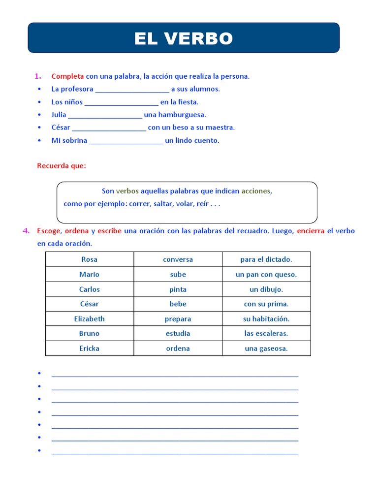 Ficha de Verbos - 2 - 215259596 | PDF