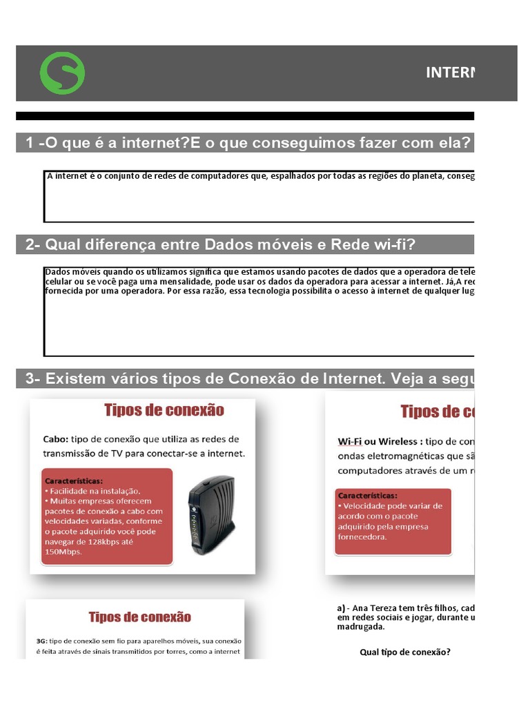 Aula 1 - Atividades Complementar | PDF | Internet | Rede de computadores