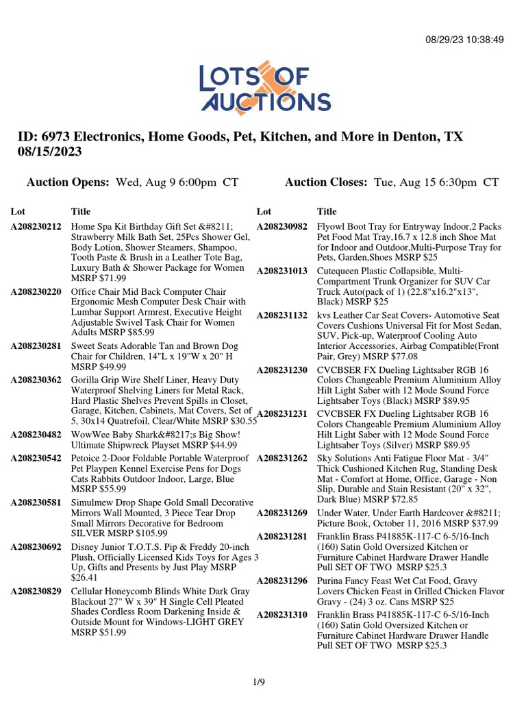 Lots of Auctions-Catalog | Download Free PDF | Mattress | Bedding