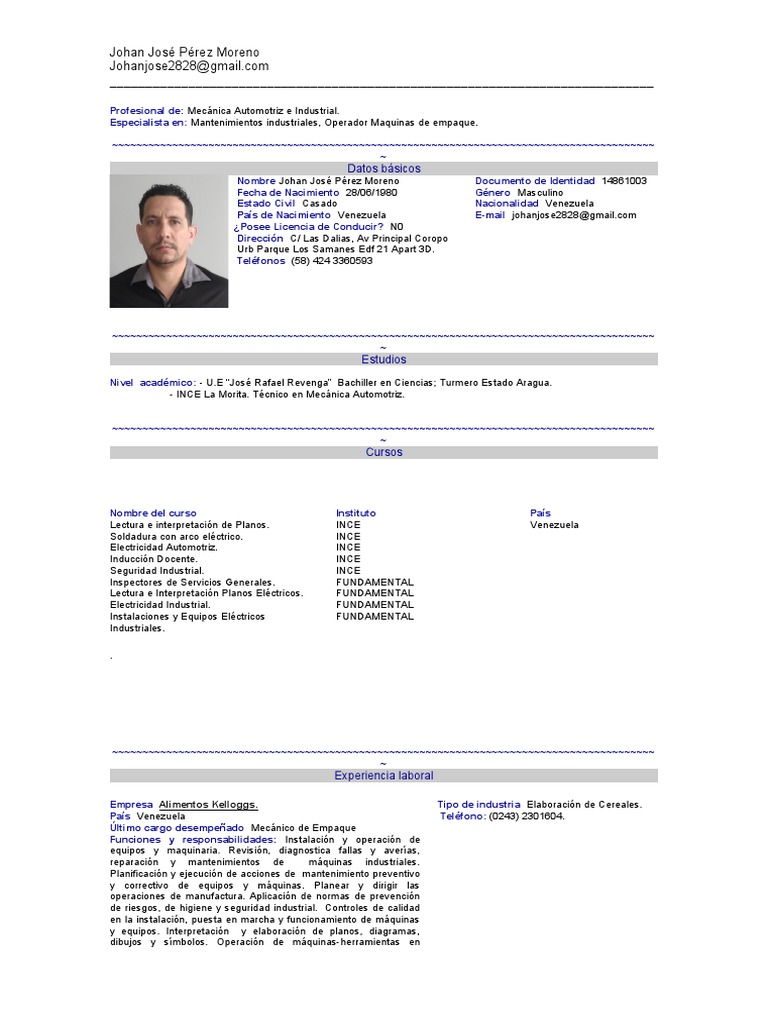 Curriculum Johan Actualizado | PDF