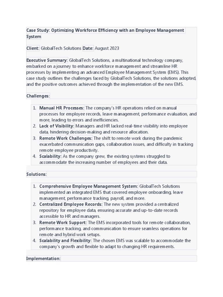 Case Study Employee Management System | PDF | Analytics | Systems Science