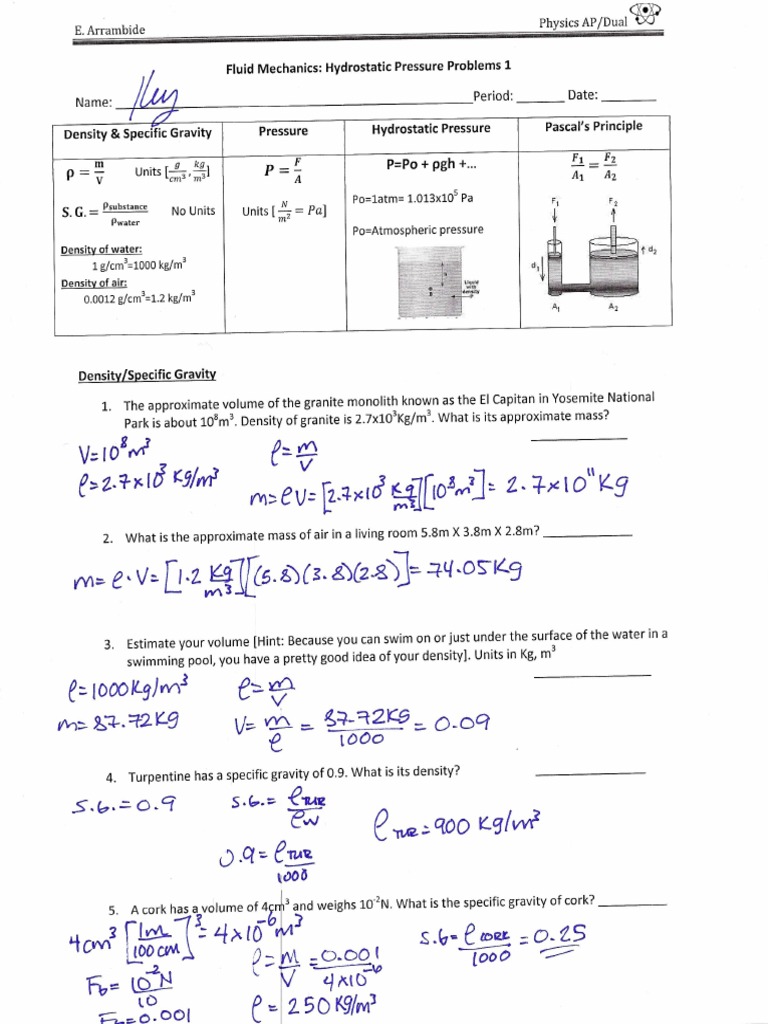 Hydrostatic Pressure Problems 1 | PDF