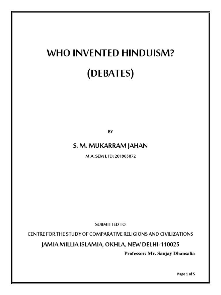 Who Invented Hinduism | PDF | Indian Religions | Religious Faiths