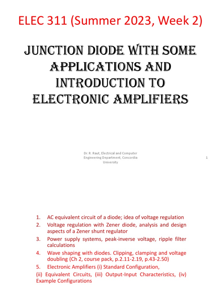 Diode Applications and Amplifier Basics | PDF | Electrical Network | Diode