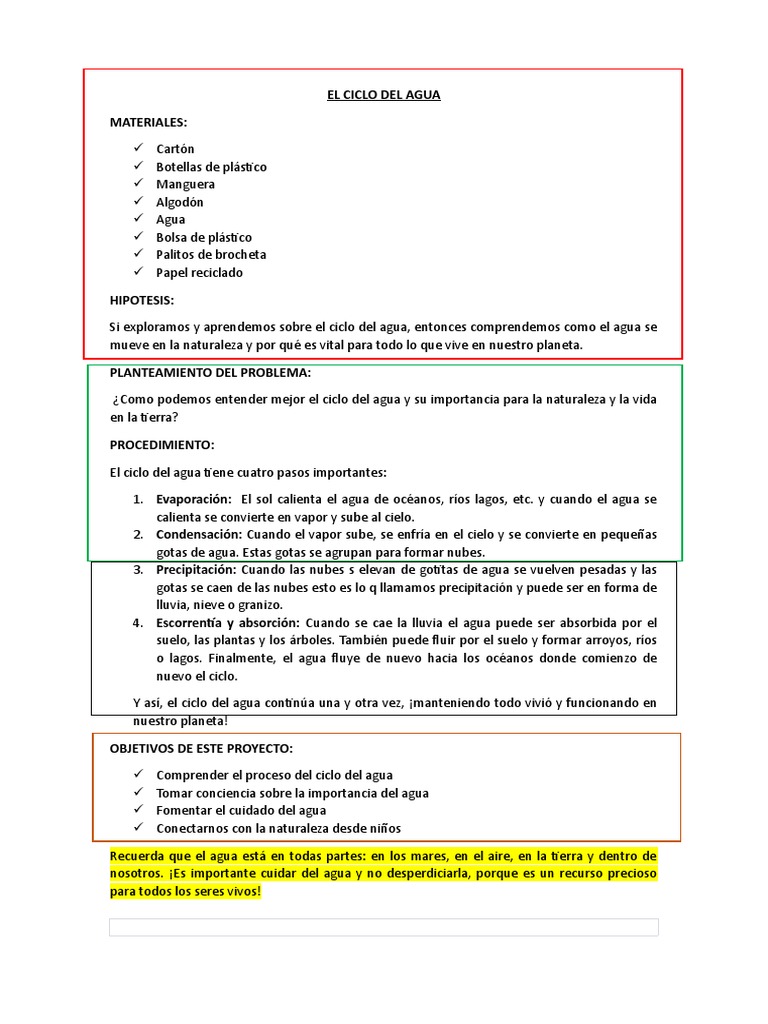 El Ciclo Del Agua | PDF | Ciencia y matemáticas