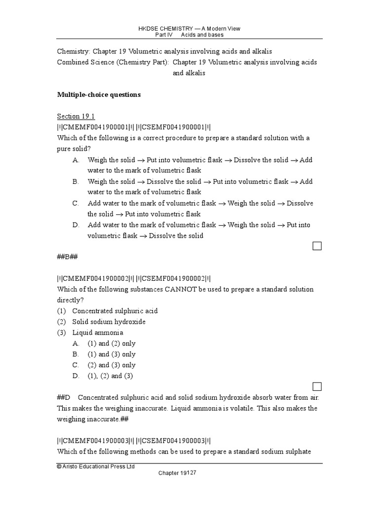 Chapter 19 Multiple-choice questions - 複本 | Download Free PDF | Acid ...