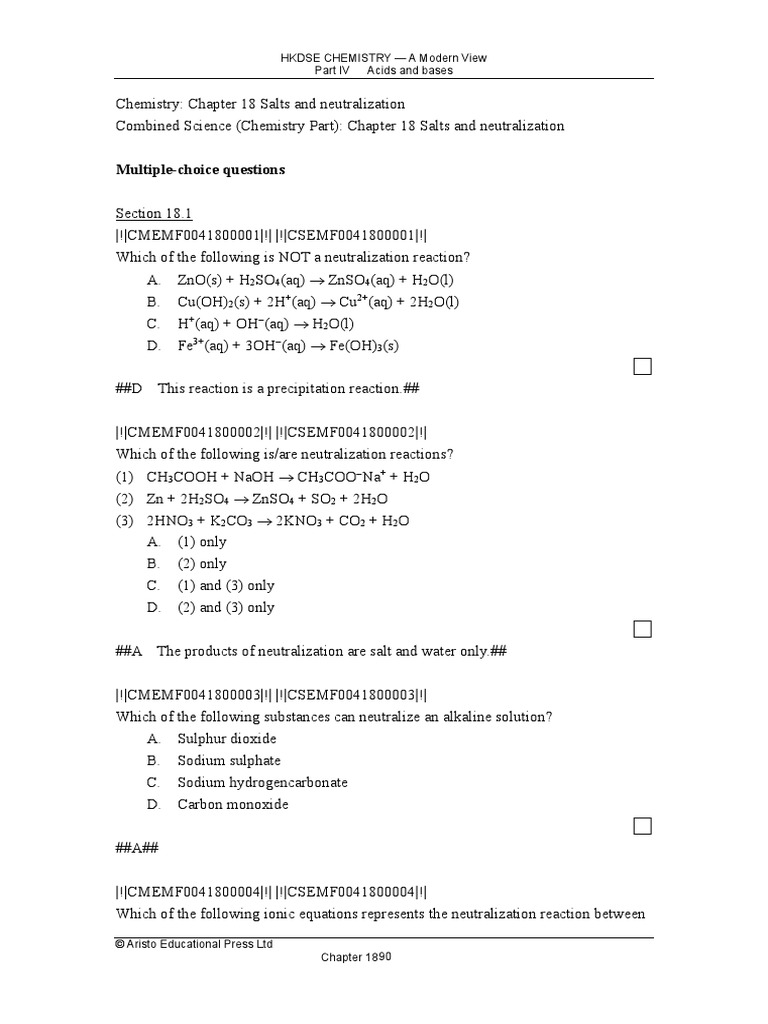 Chapter 18 Multiple-choice questions - 複本 | PDF | Precipitation ...