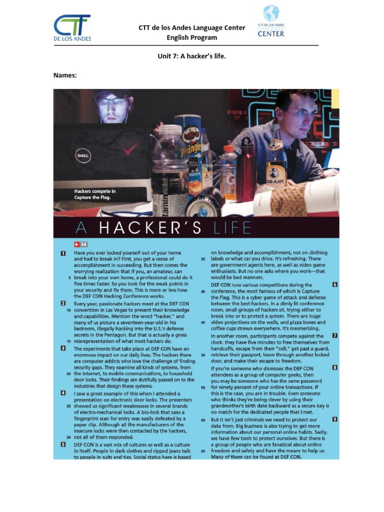 Unit 7-Reading Activity | PDF | Security Hacker | Cyberspace
