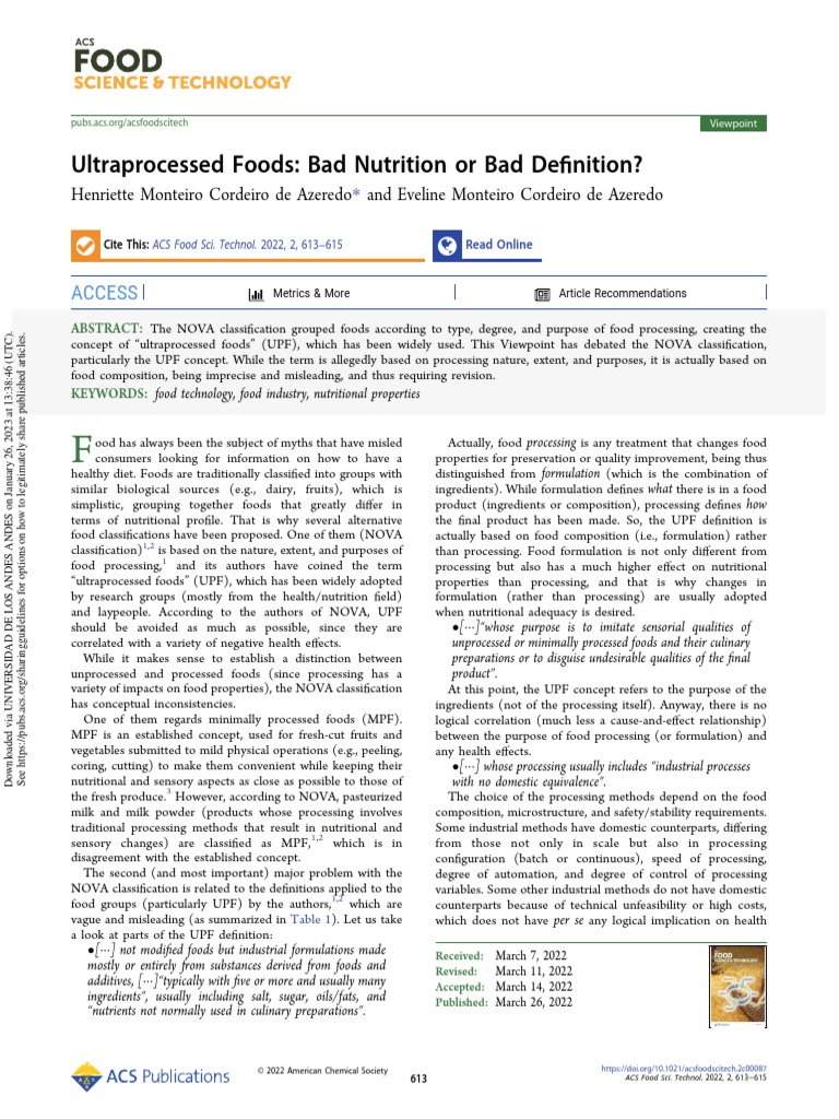 Ultraprocessed Foods Pdf Convenience Food Food Processing