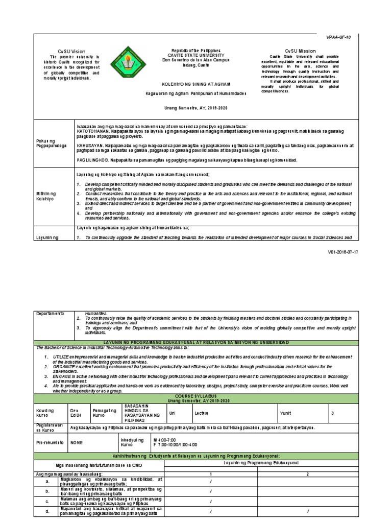 Syllabus Gned04 Bit at | Download Free PDF | Manila | Philippines