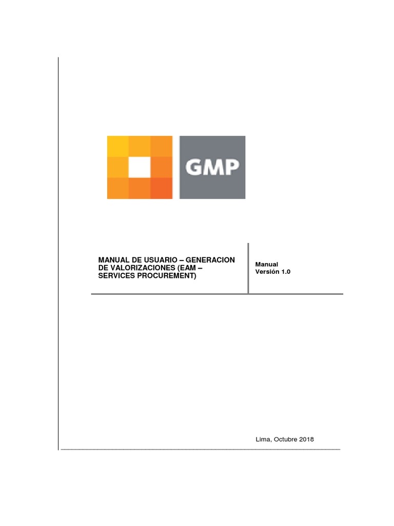 GMP - Manual de Generacion de Valorizaciones (EAM) | PDF | Software | Informática