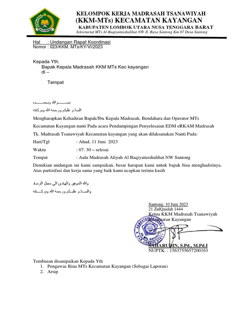 Undangan Pendampingan EDM eRKAM 2023 | PDF